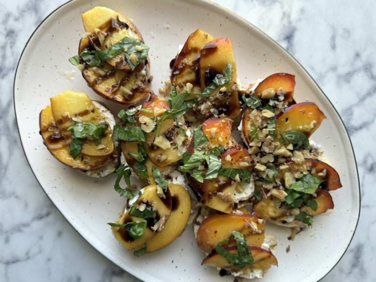 Chelsea Collins’ Peach, Ricotta and Walnut Crostinis - Feel Good with ...